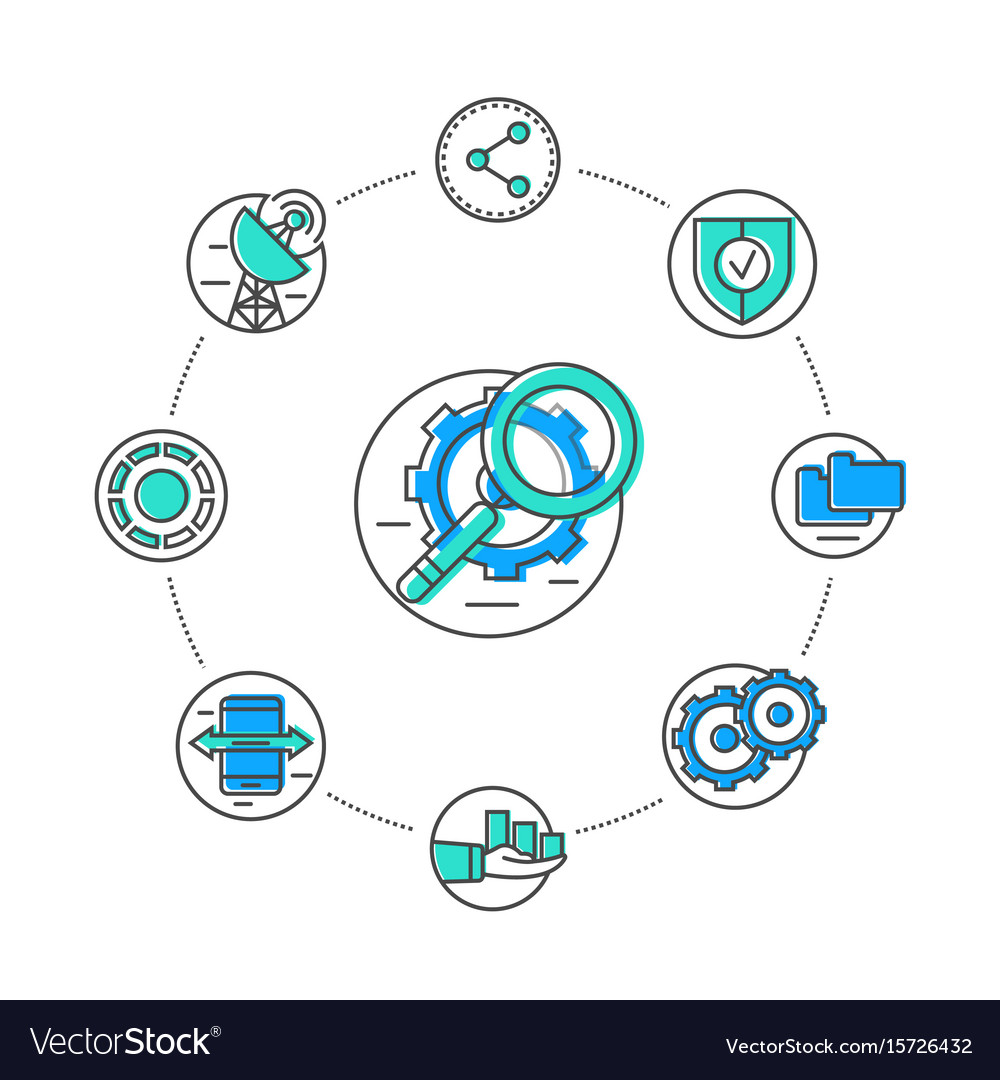 Software development linear style infographics Vector Image