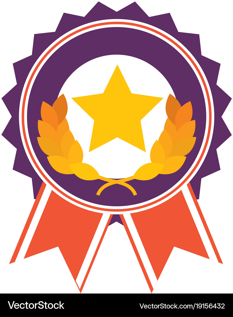 Winner medal with star and wreath Royalty Free Vector Image
