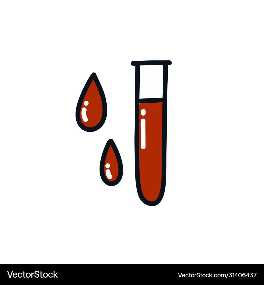 Blood test tube doodle icon Royalty Free Vector Image