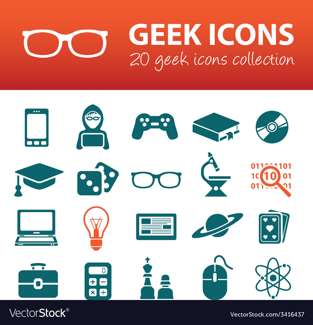 Geek icons Royalty Free Vector Image - VectorStock