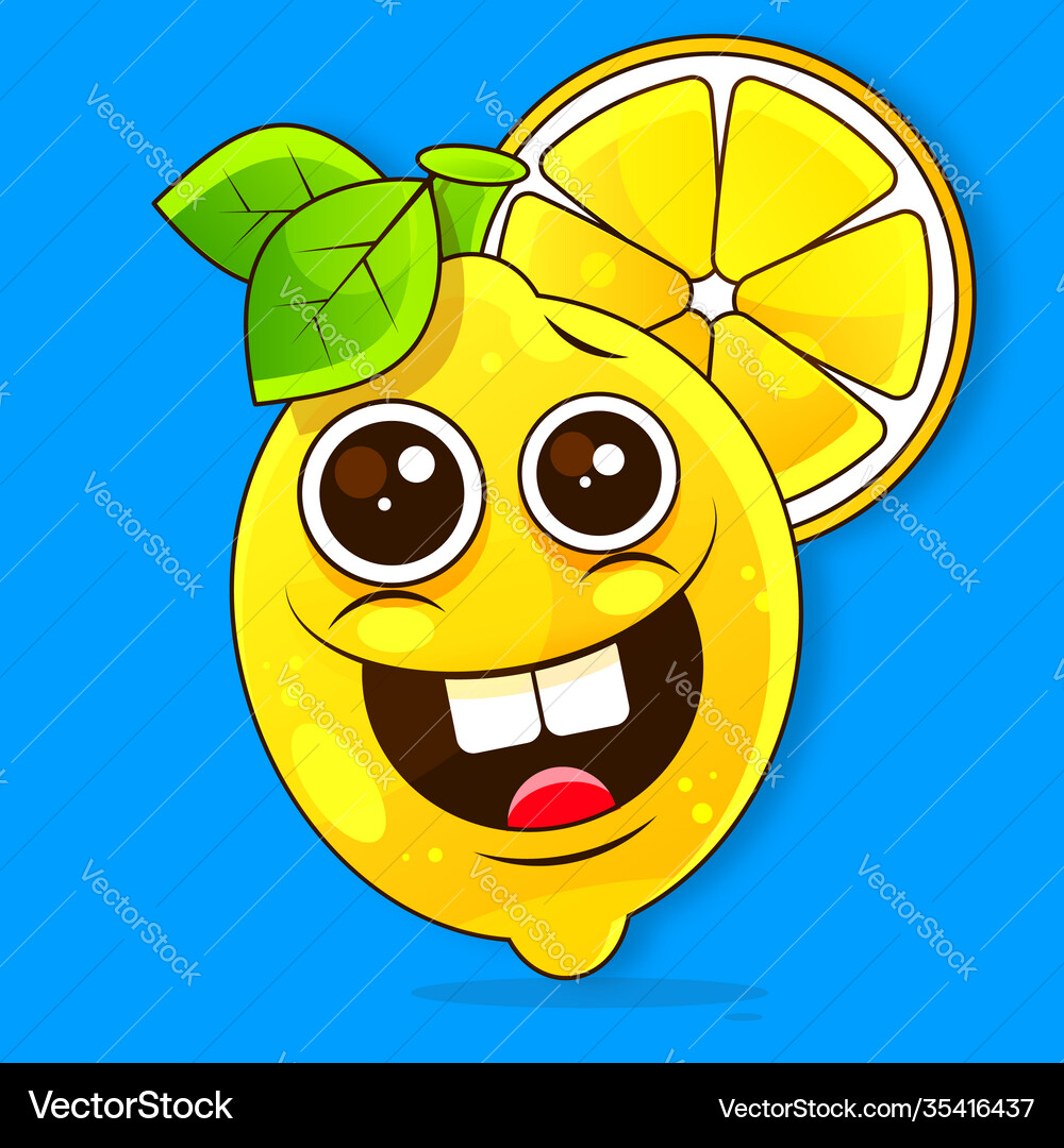 Lemon cartoon character isolated on white Vector Image