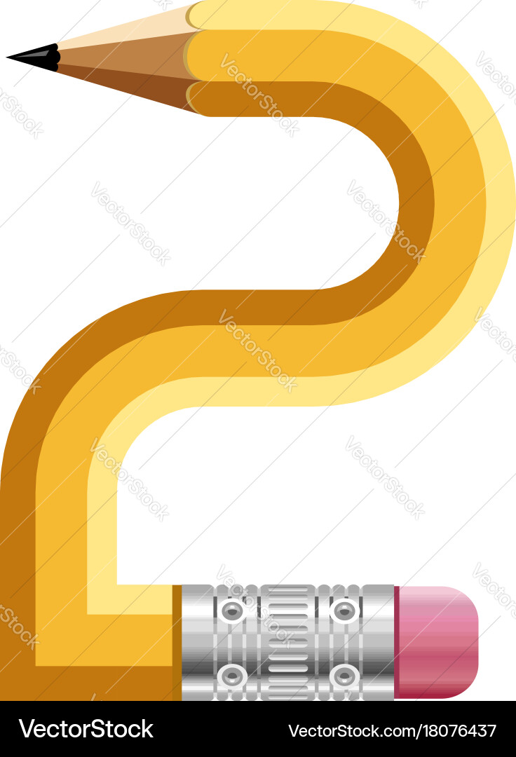 Number two pencil icon cartoon style Royalty Free Vector