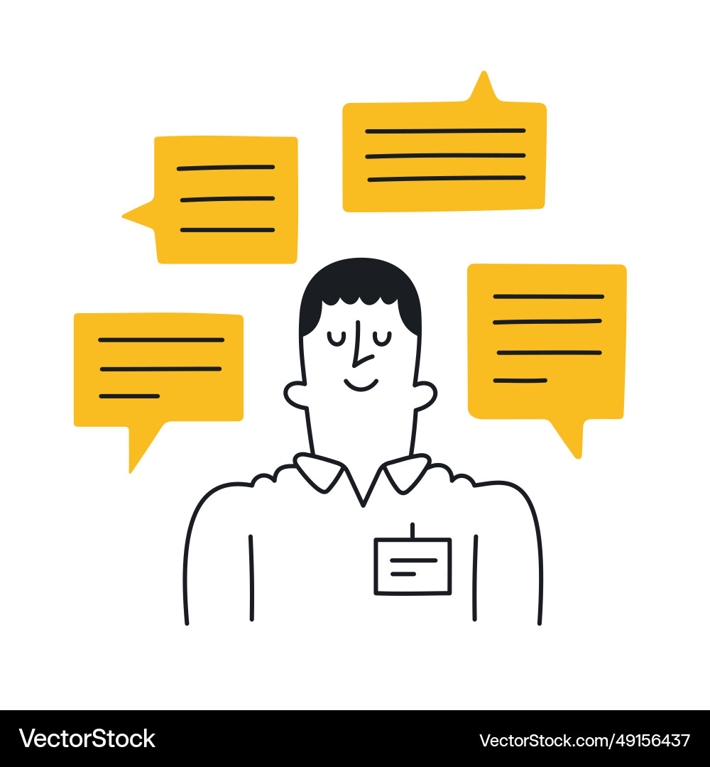 Positive feedback employee with id badge Vector Image
