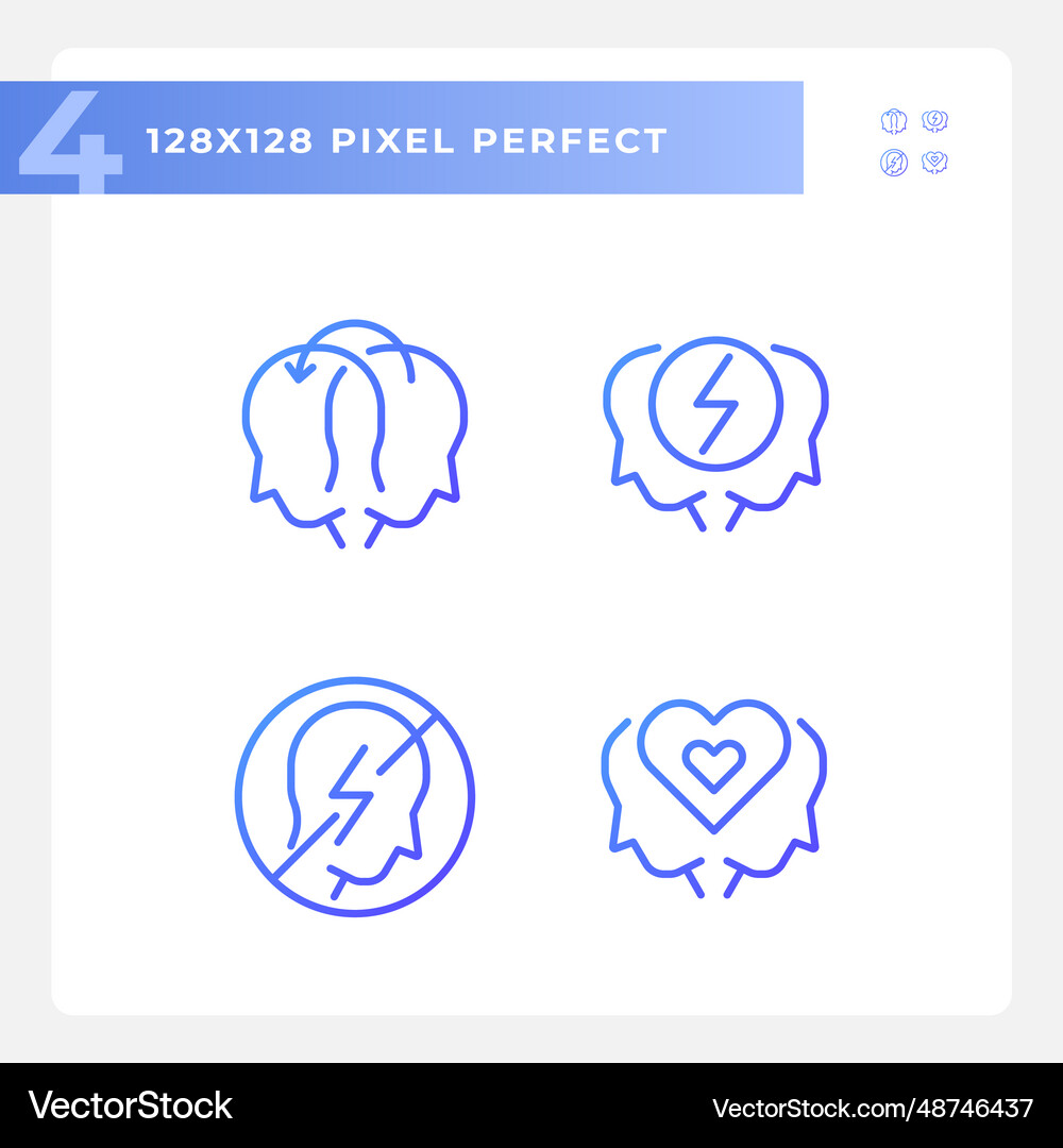 Purple pixel perfect soft skills icons set Vector Image