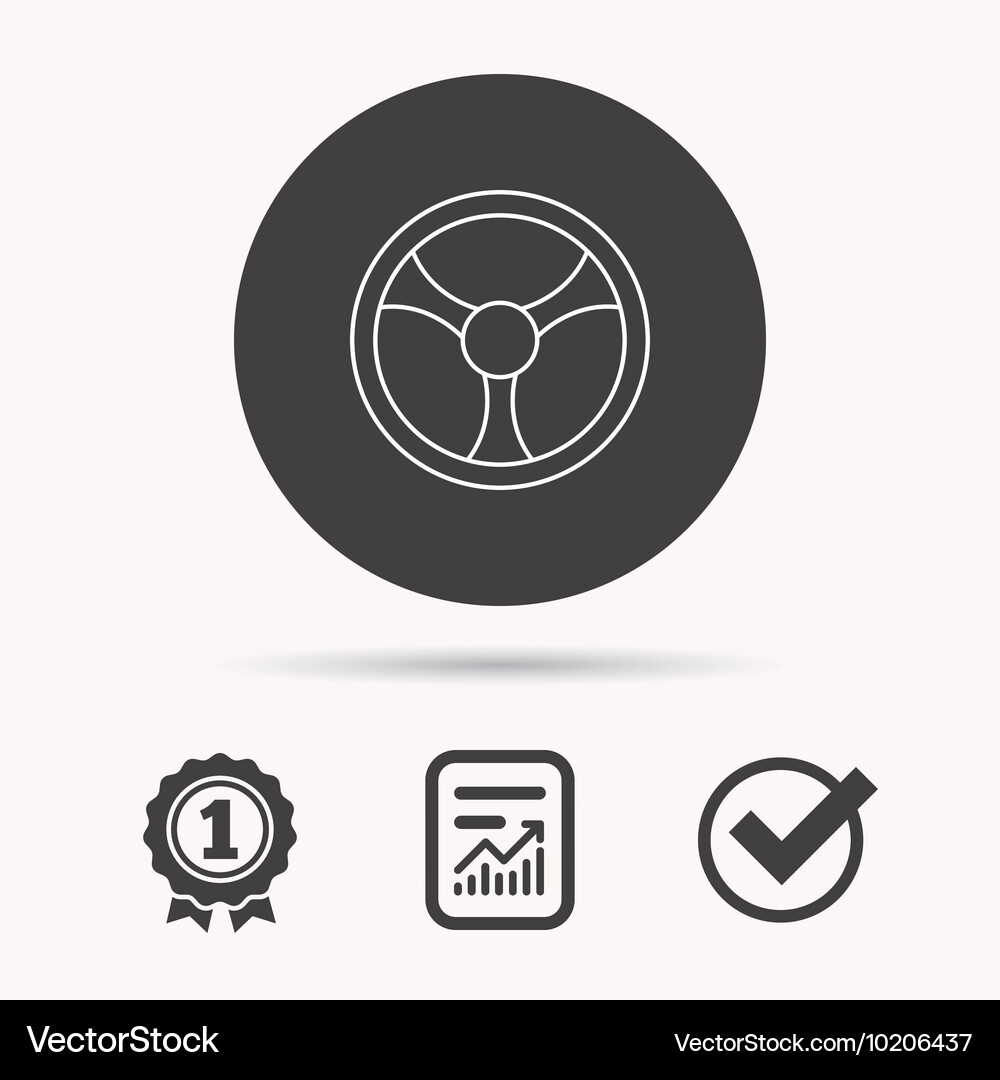 Steering wheel icon car drive control sign Vector Image