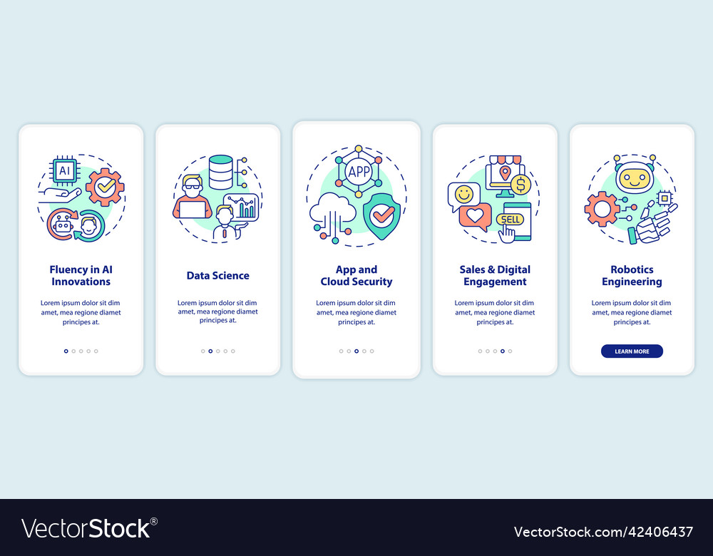 Trendy digital skills onboarding mobile app screen