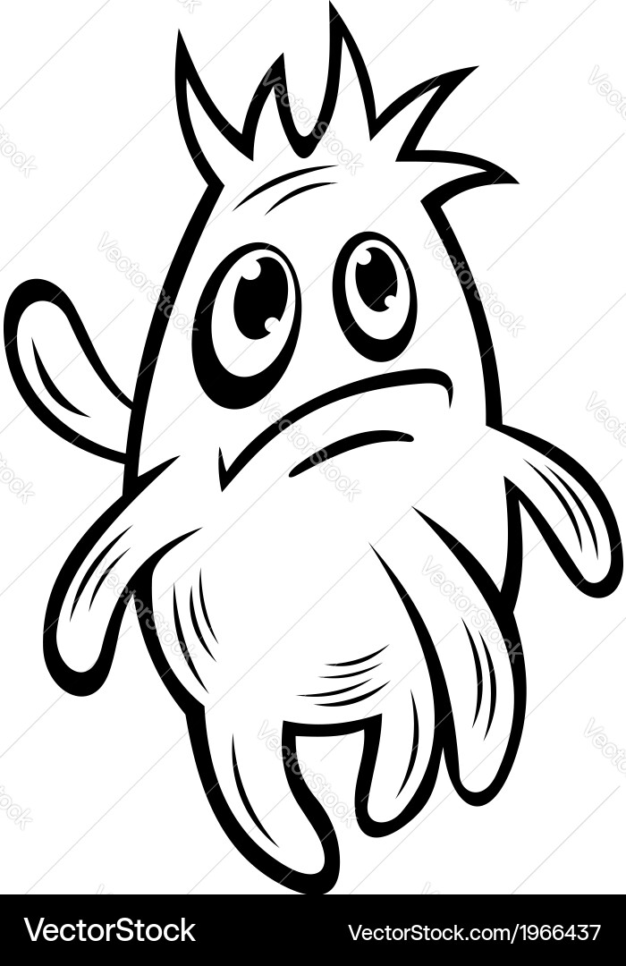 Unhappy little monster with tentacles Royalty Free Vector
