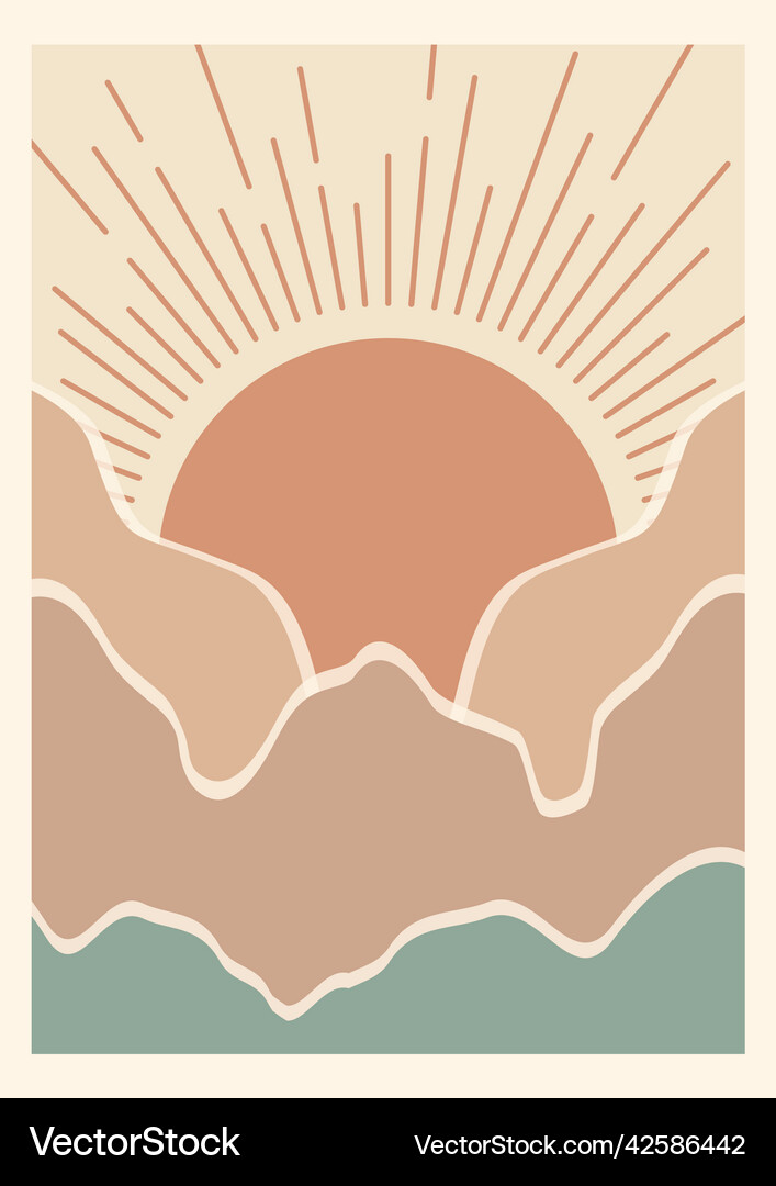 Abstract contemporary mountain landscape poster Vector Image