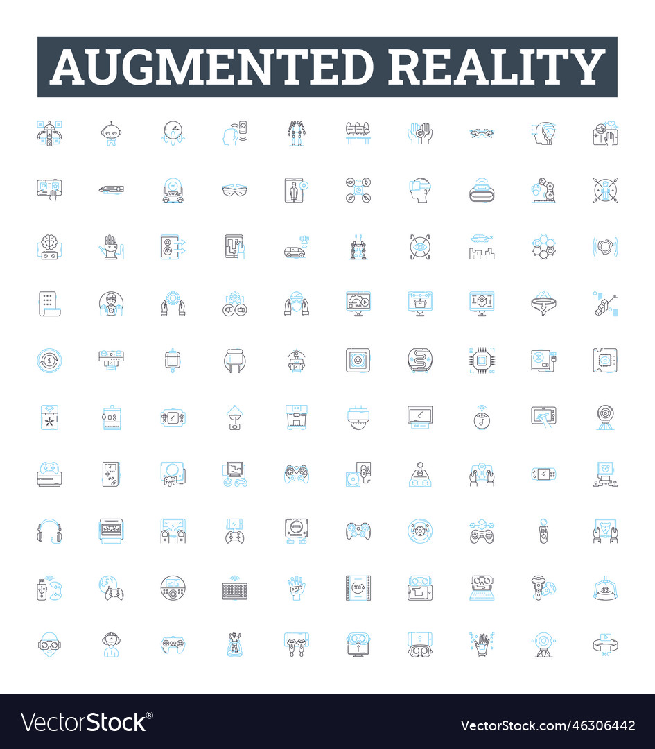 Augmented reality line icons set Royalty Free Vector Image