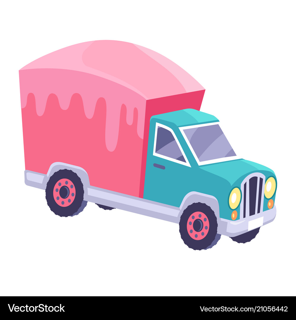 Cargo truck with glazed container cartoon Vector Image