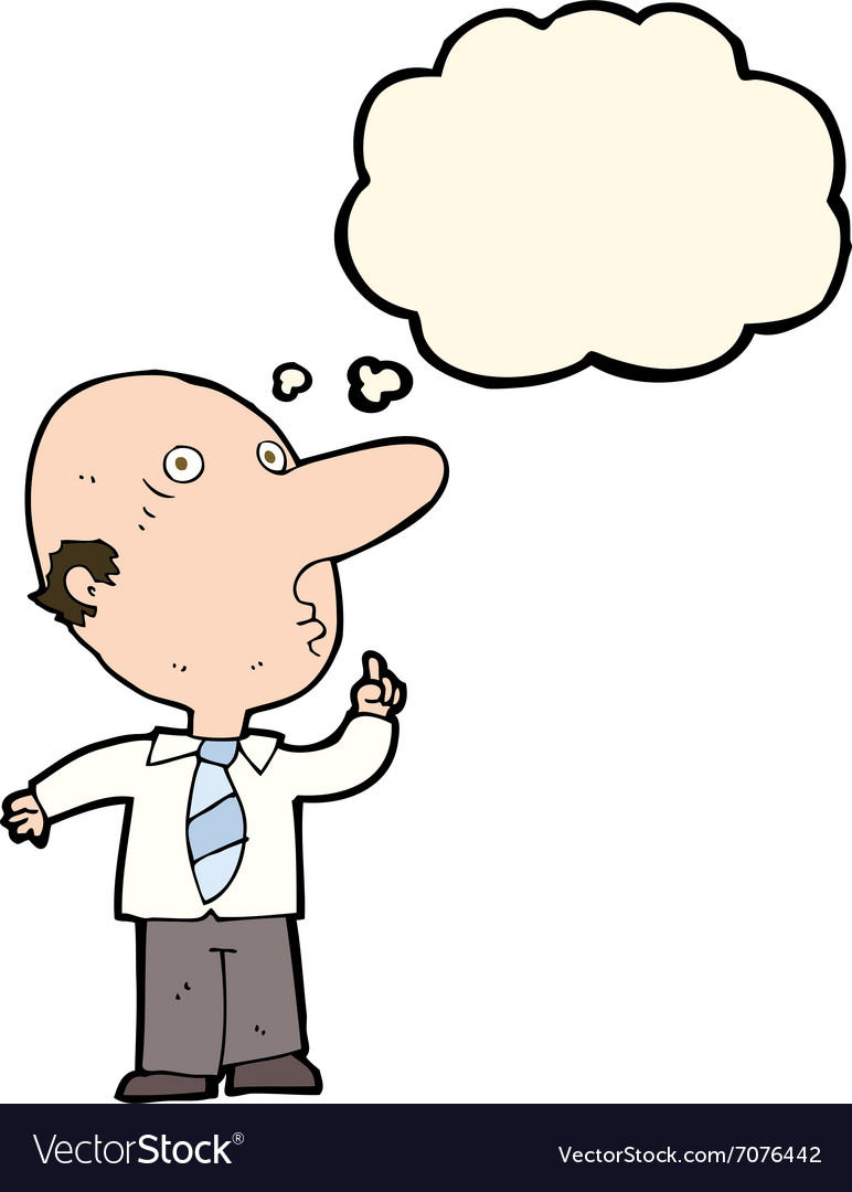 Cartoon bald man asking question with thought Vector Image