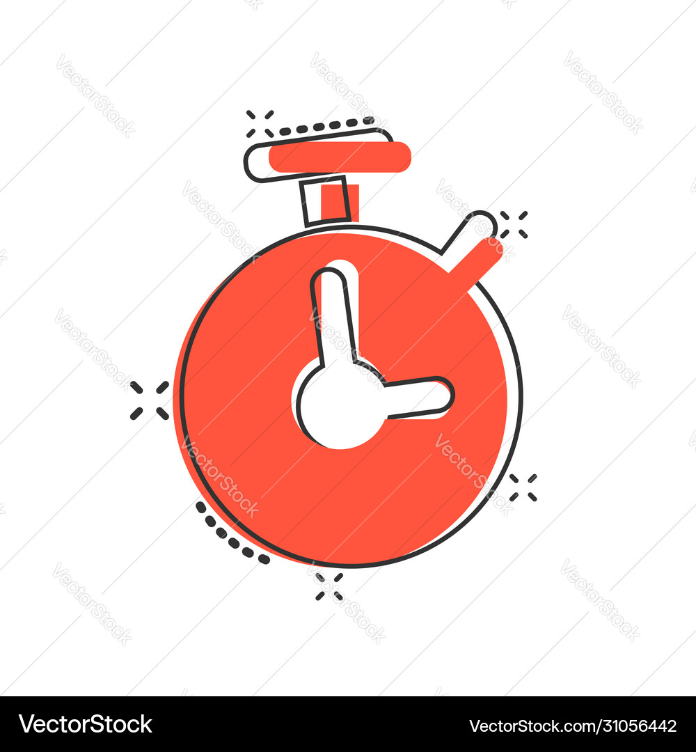Clock icon in comic style watch cartoon on white Vector Image