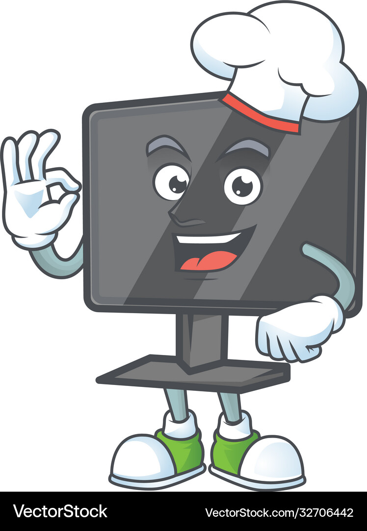 Computer screen cartoon character in a chef dress Vector Image