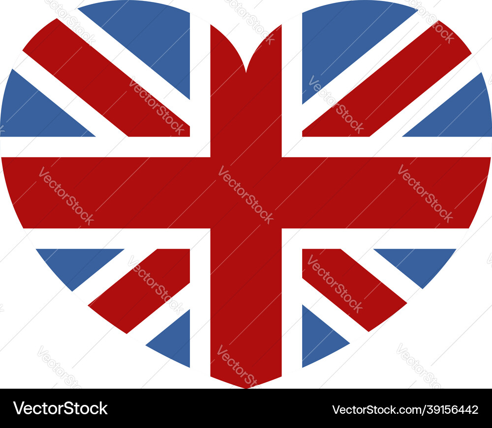 Englands heart shaped flag icon on white Vector Image