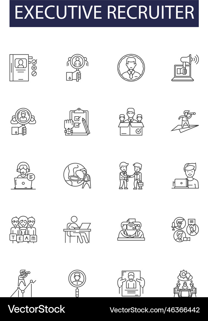 Executive recruiter line icons and signs Vector Image