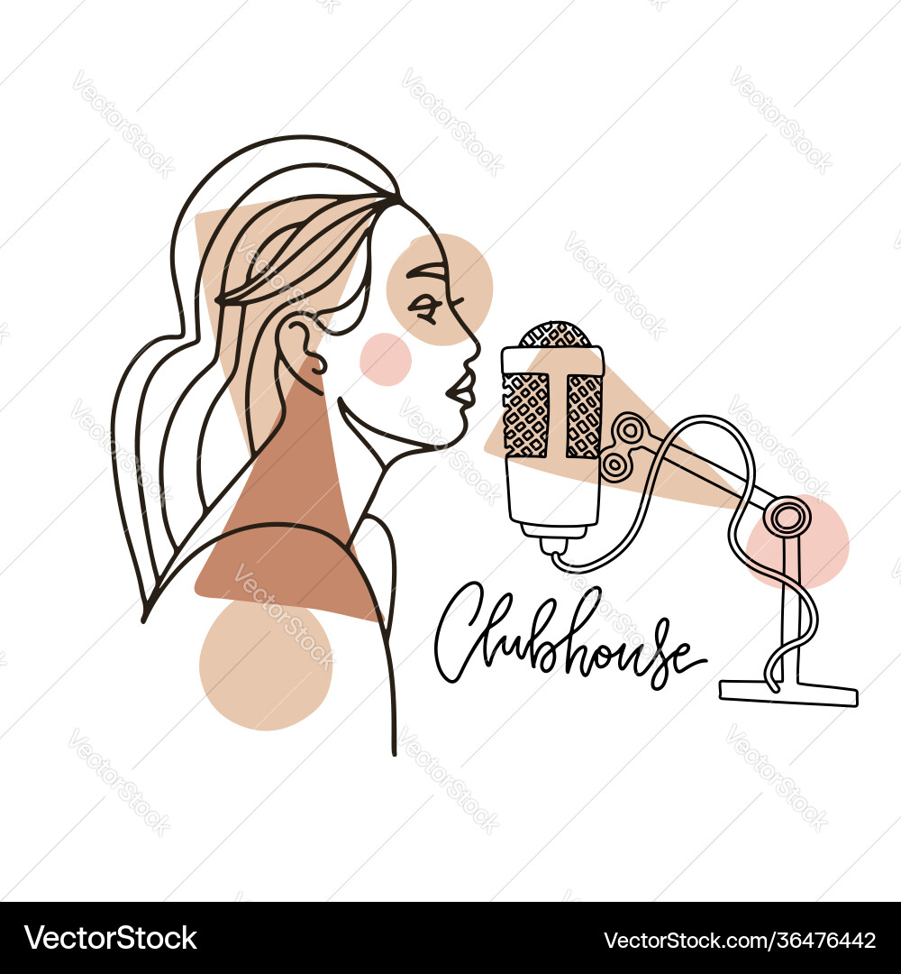 Girl recording voice in a studio Royalty Free Vector Image
