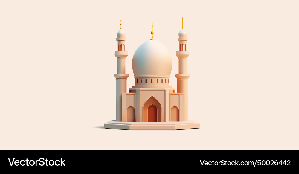 Mosque building realistic 3d design isolated one Vector Image