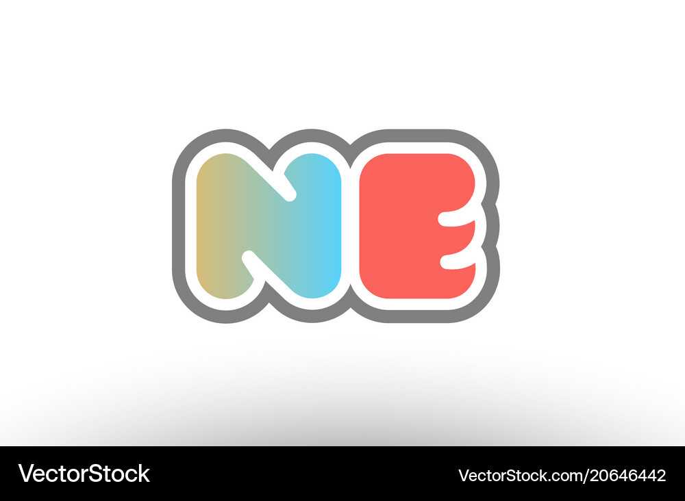Orange pastel blue alphabet letter ne n e logo Vector Image