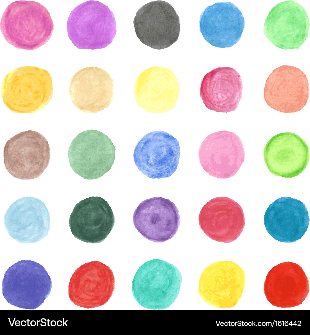 Set colorful watercolor hand painted circle Vector Image
