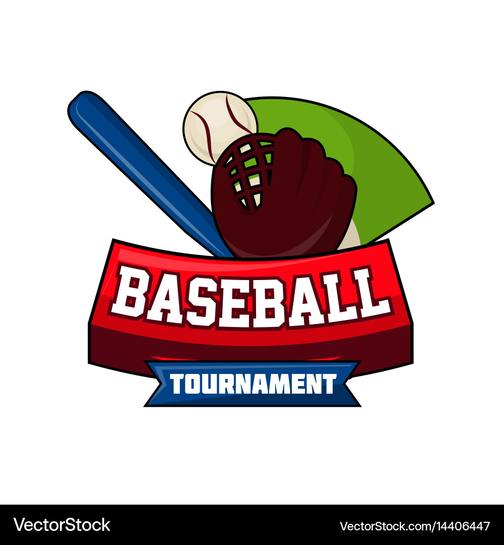 Baseball tournament logo design with ball bat Vector Image