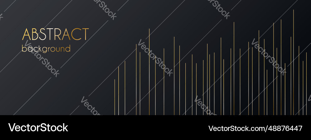 Black abstract long banner with golden Royalty Free Vector