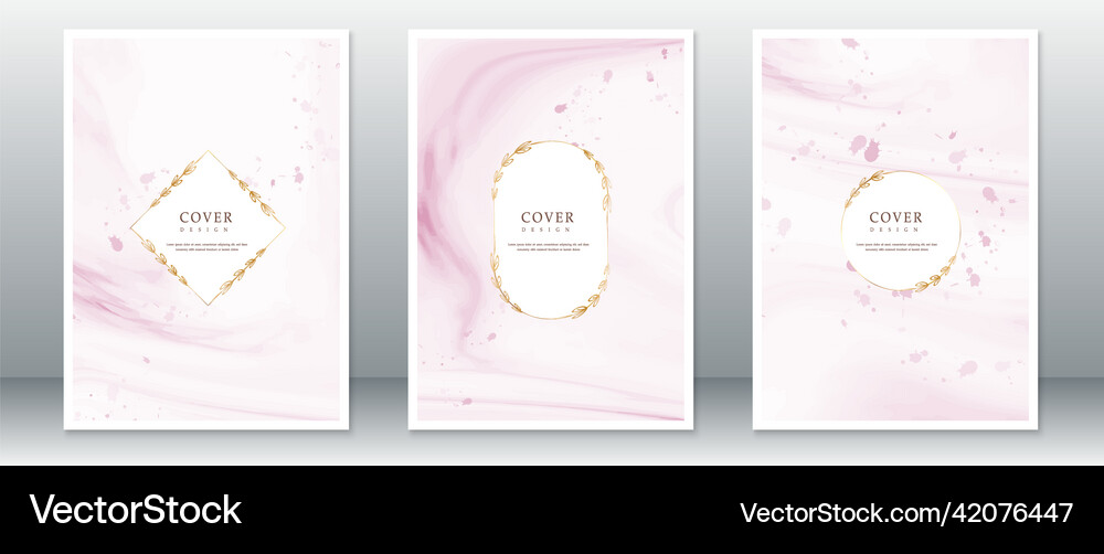 Cover page design with wreath golden frame Vector Image