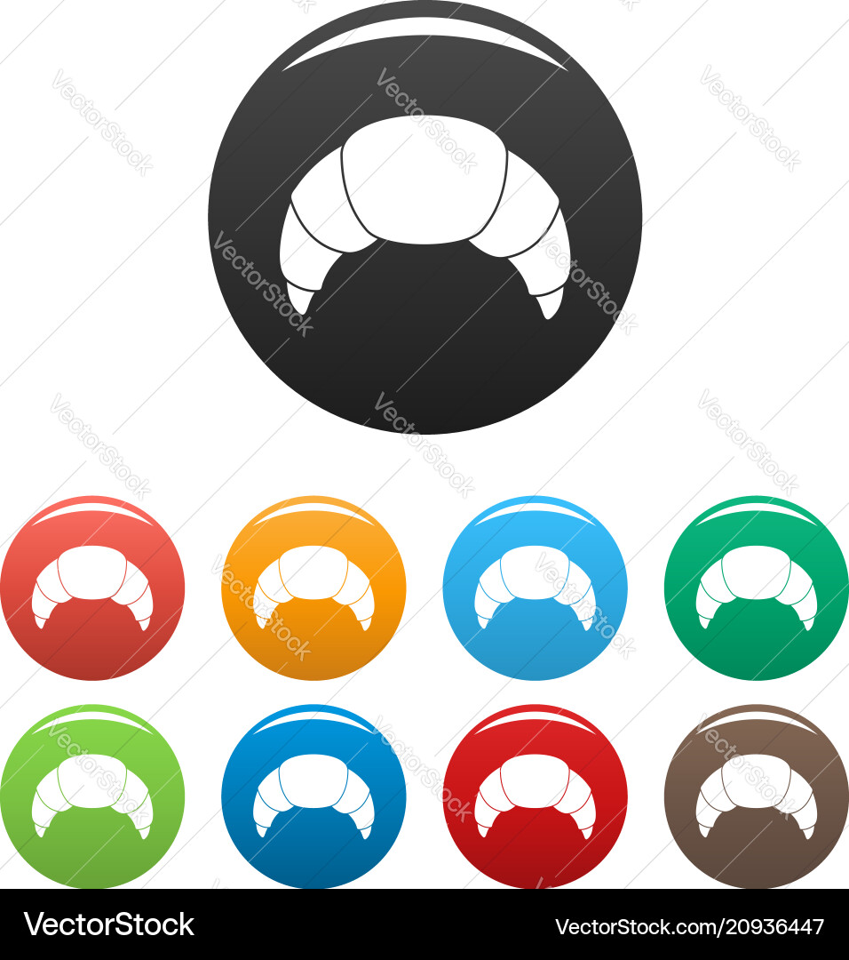 Croissant icons set color Royalty Free Vector Image