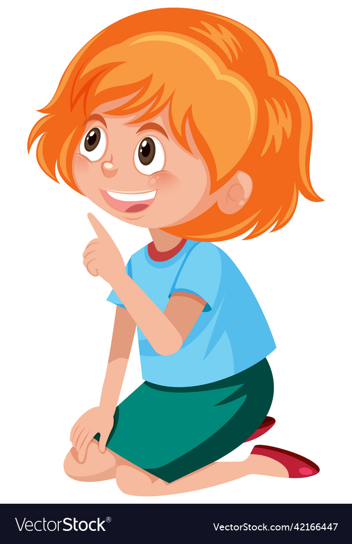 Cute girl pointing finger up Royalty Free Vector Image Cute girl pointing finger up Royalty Free Vector Image