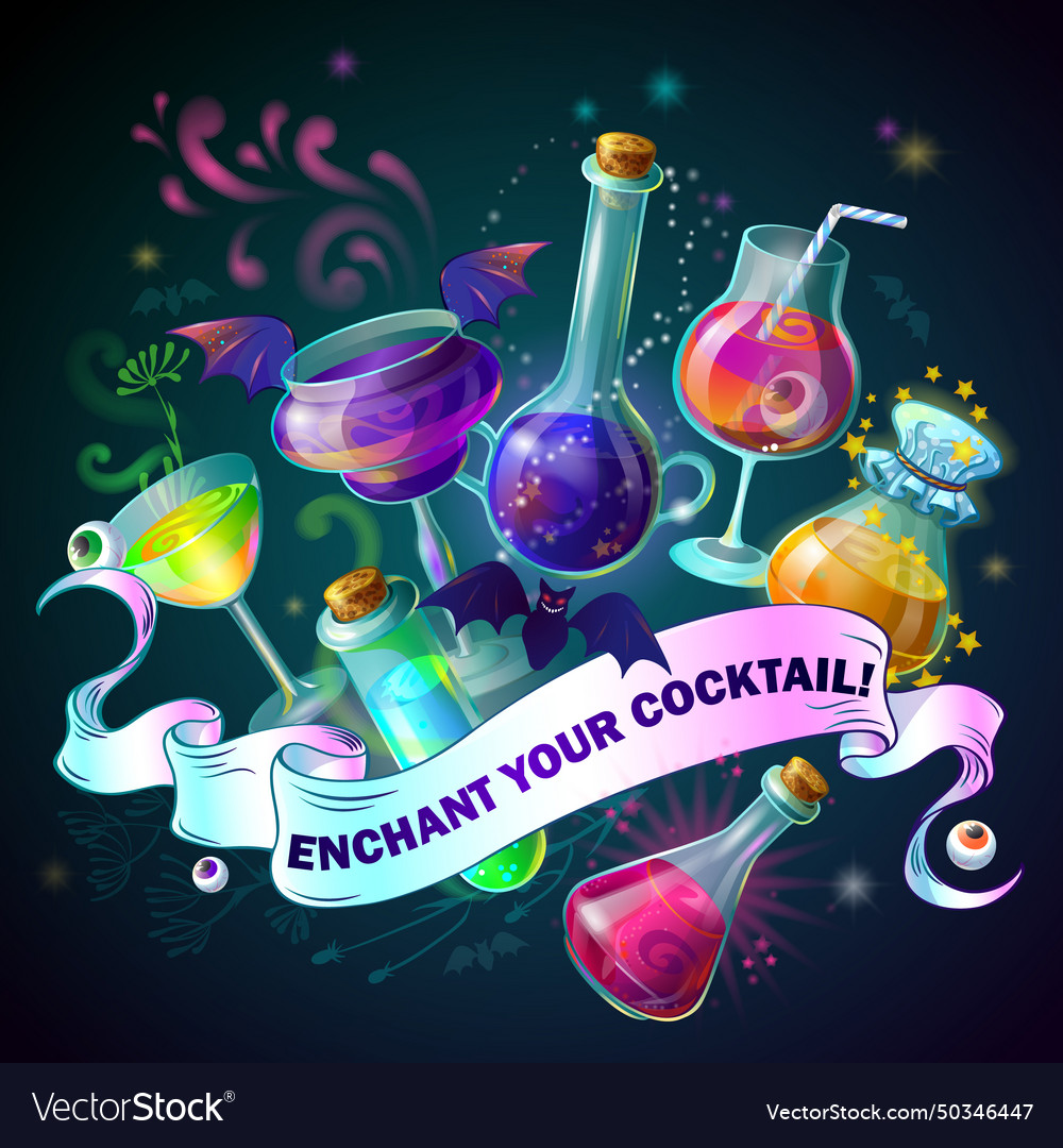 Magic bottles composition Royalty Free Vector Image
