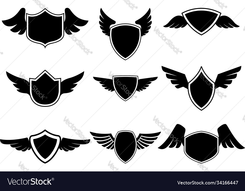 Set empty emblems with wings design Royalty Free Vector