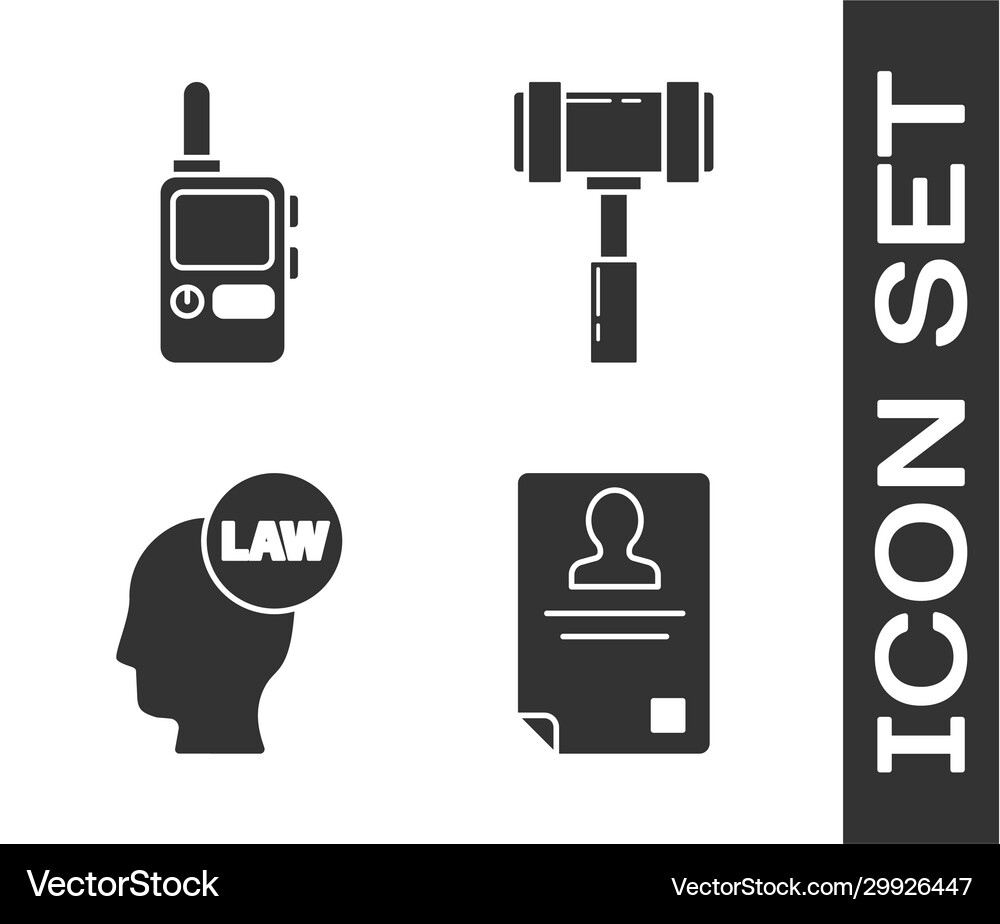 Set identification badge walkie talkie head Vector Image