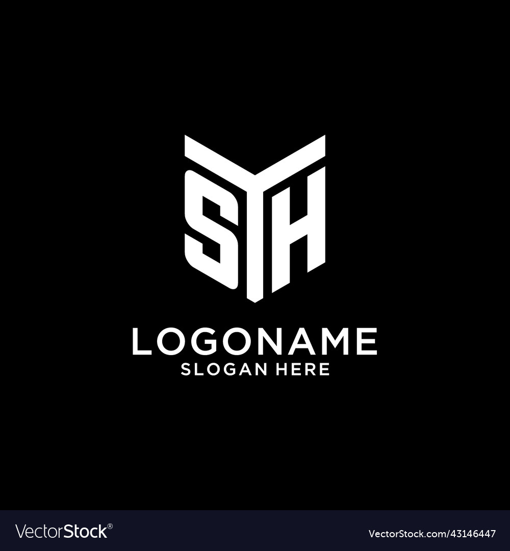 Sh mirror initial logo creative bold monogram Vector Image