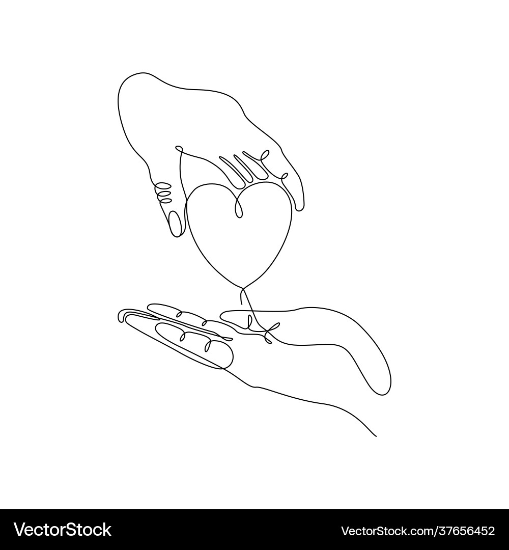 Continuous line drawing a woman giving heart Vector Image