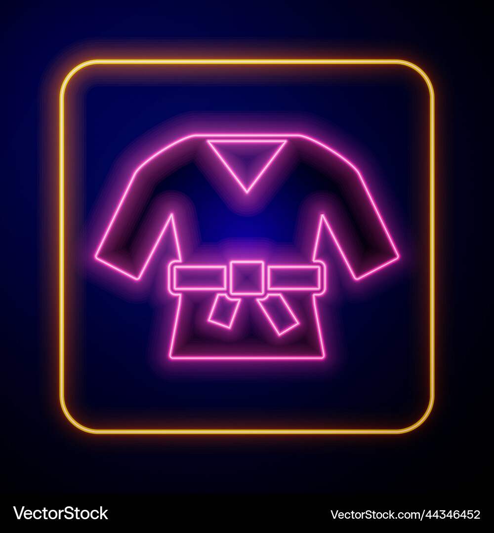 Glowing neon kimono icon isolated on black Vector Image