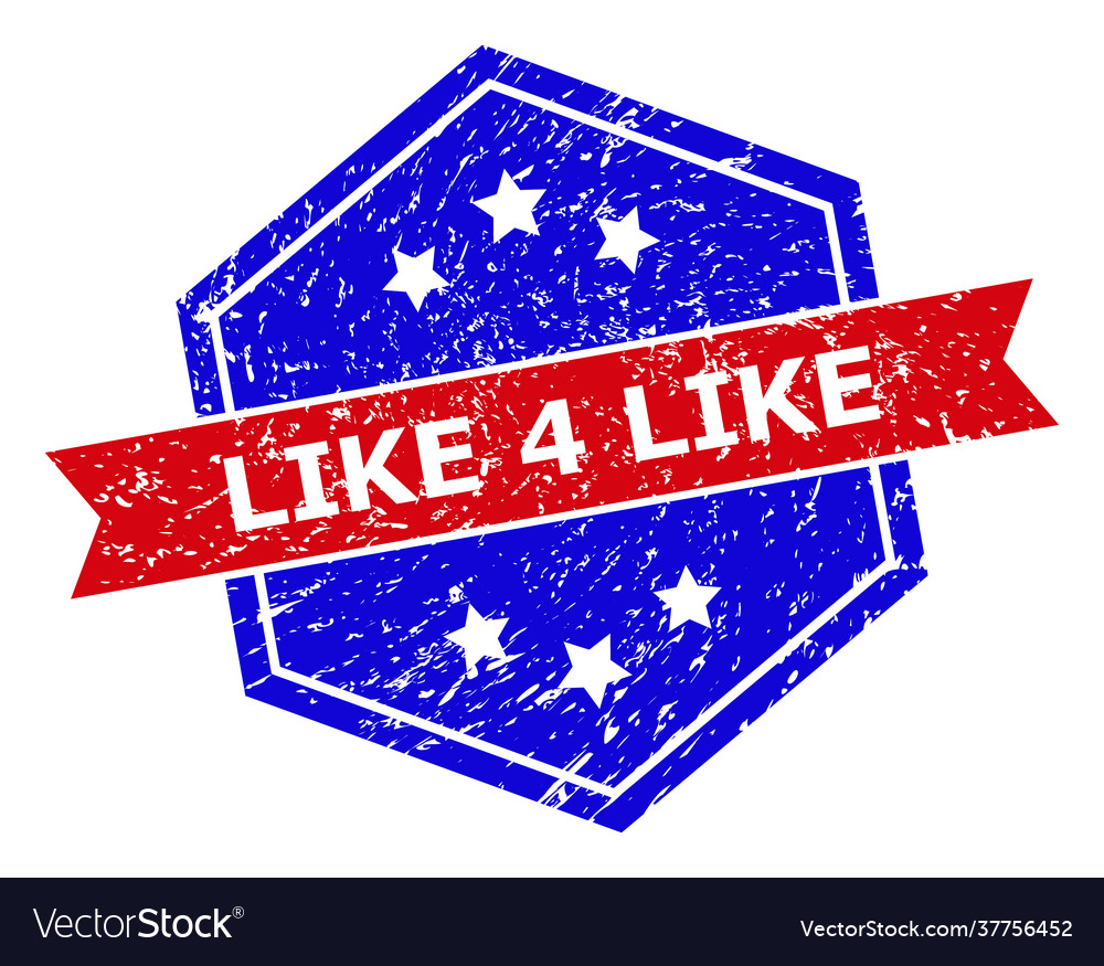 Hexagonal bicolor like 4 like rubber stamp Vector Image