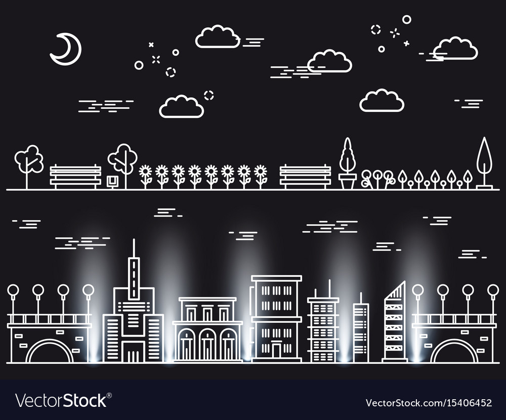 Line art landscapes concepts on black background Vector Image