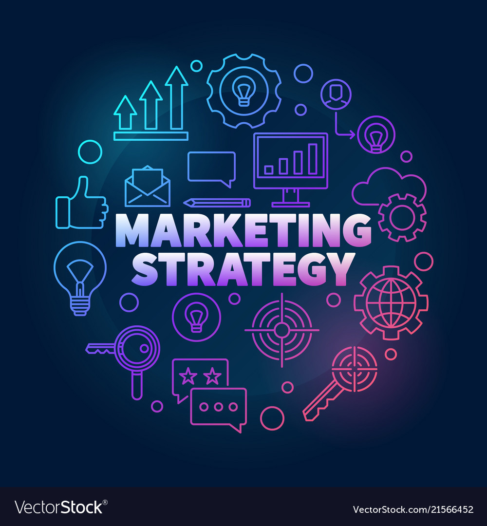 Marketing strategy colorful in Royalty Free Vector Image