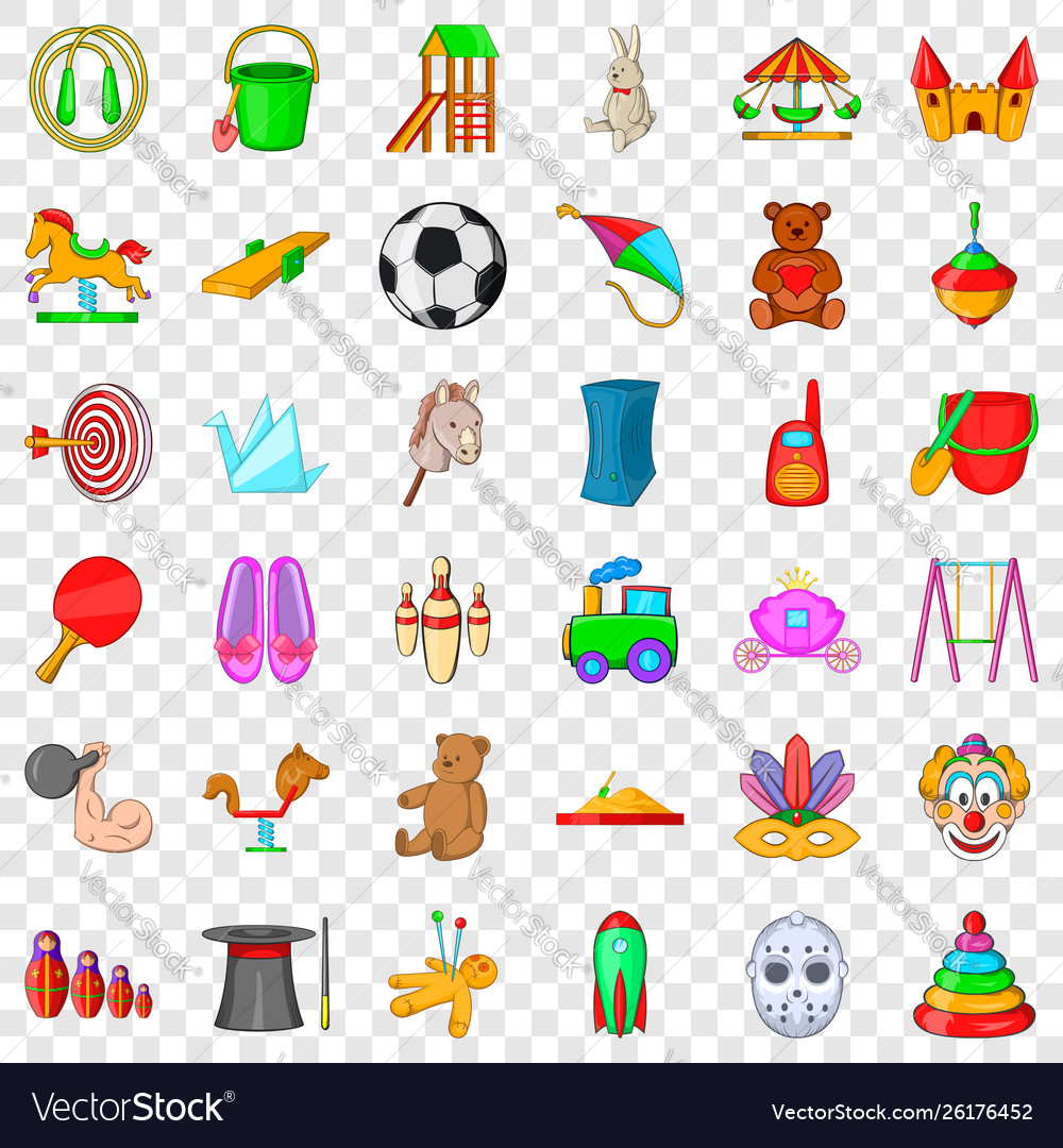 Preschool icons set cartoon style Royalty Free Vector Image