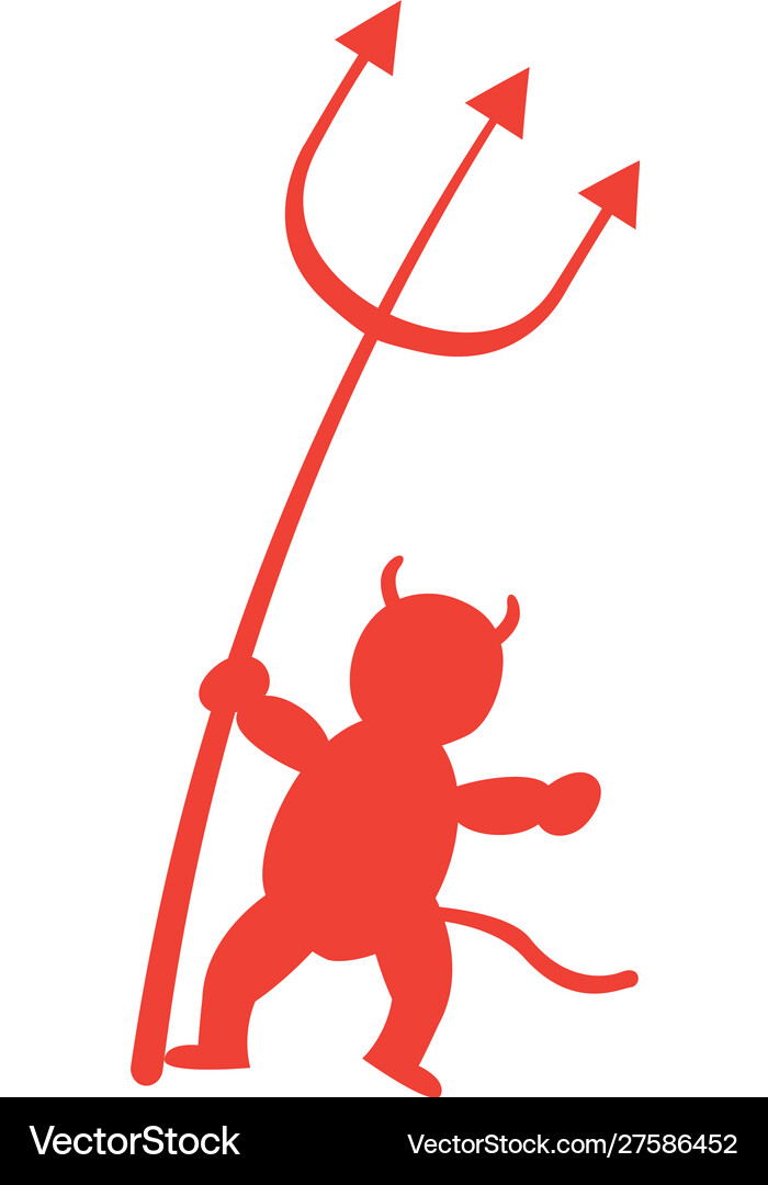 Red silhouette a diablo cartoon Royalty Free Vector Image