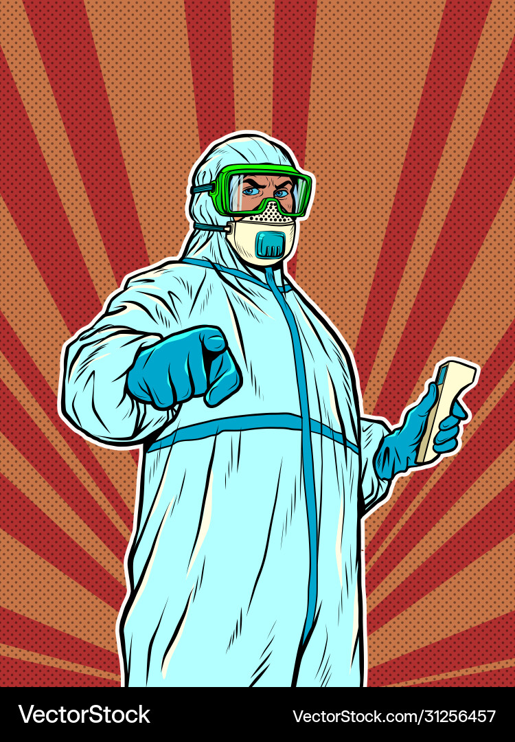A doctor in full protection suit Royalty Free Vector Image
