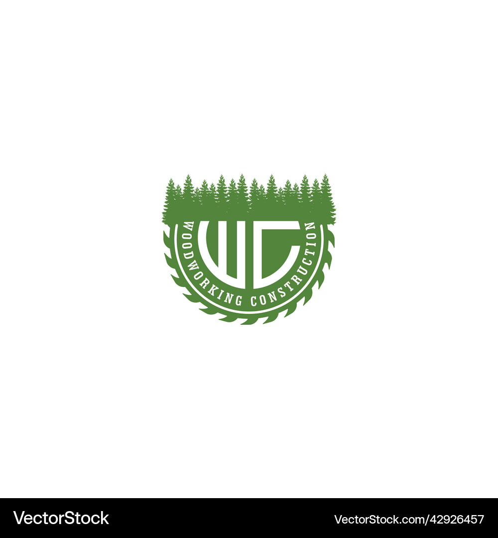 Abstract initial letter wc logo in green color Vector Image