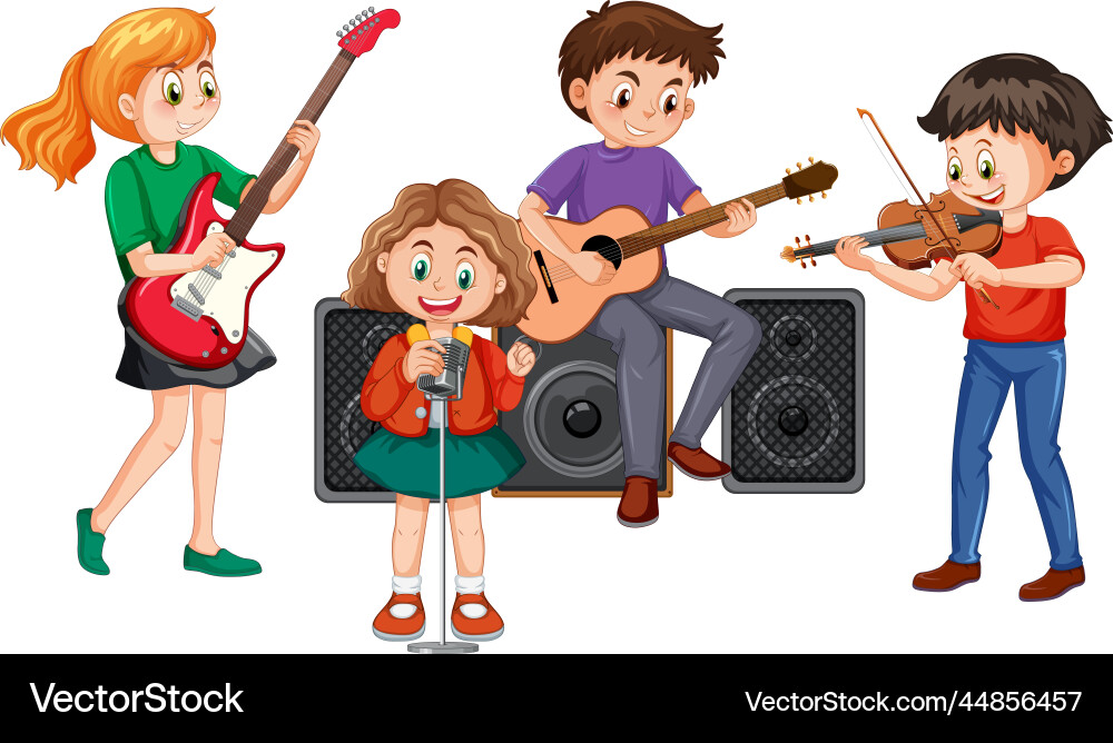 Children playing musical instrument Royalty Free Vector