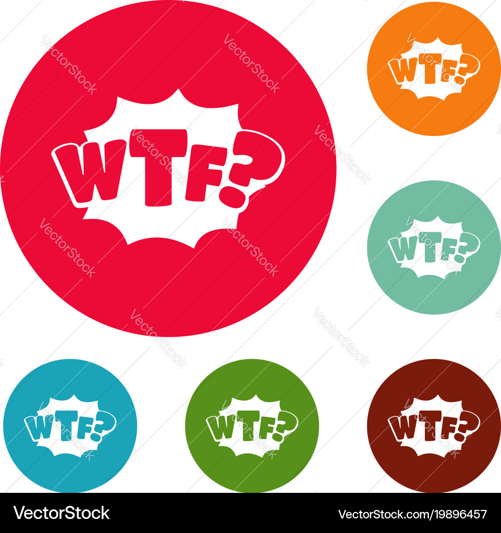 Comic boom wtf icons circle set Royalty Free Vector Image