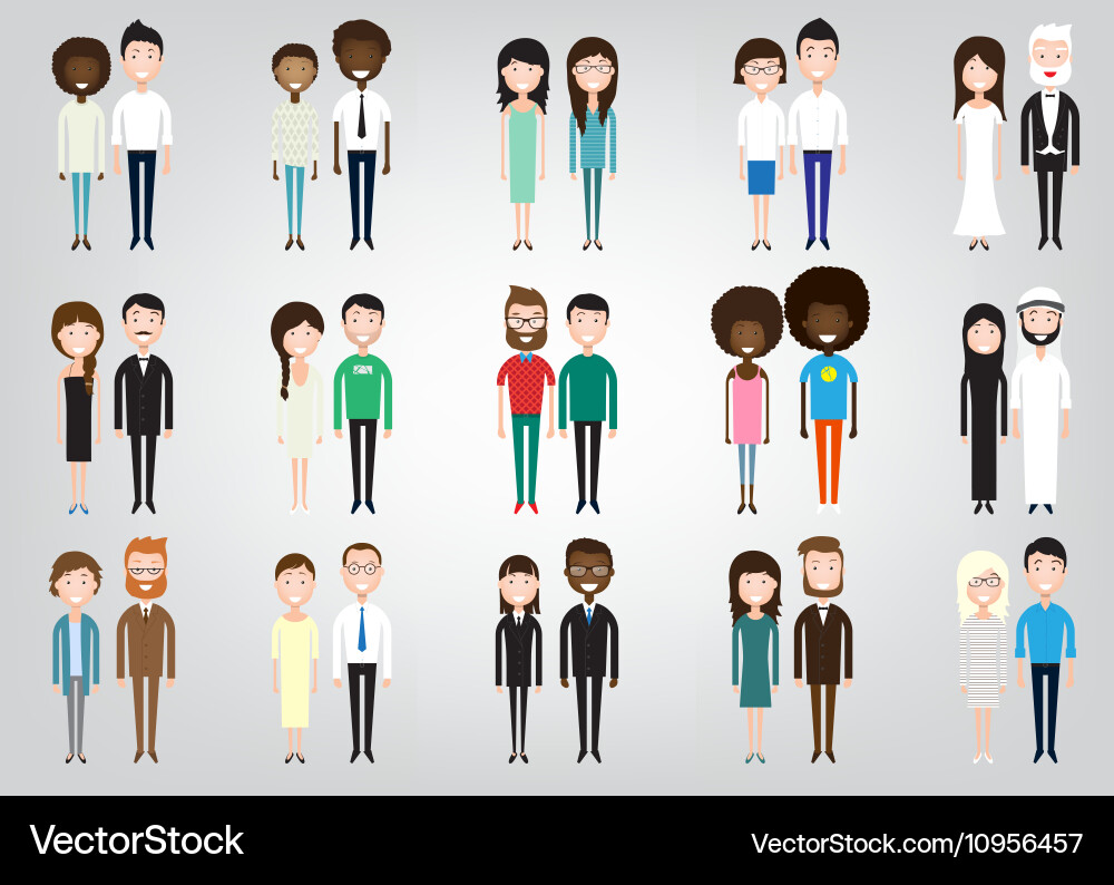 Different pairs of two people Royalty Free Vector Image