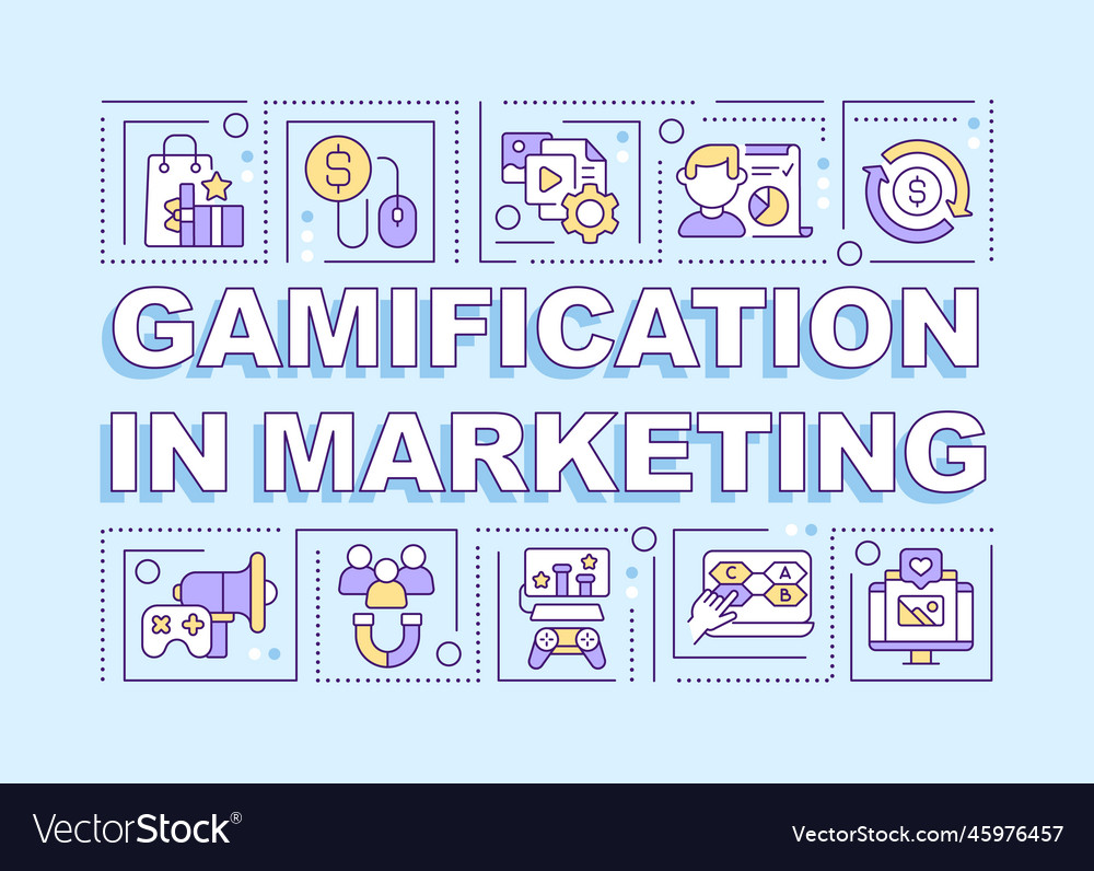 Gamification in marketing word concepts blue Vector Image Gamification in marketing word concepts blue Vector Image