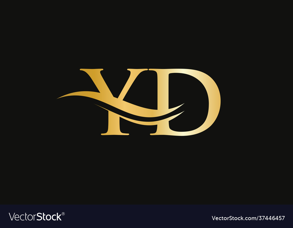 Gold yd letter logo design Royalty Free Vector Image
