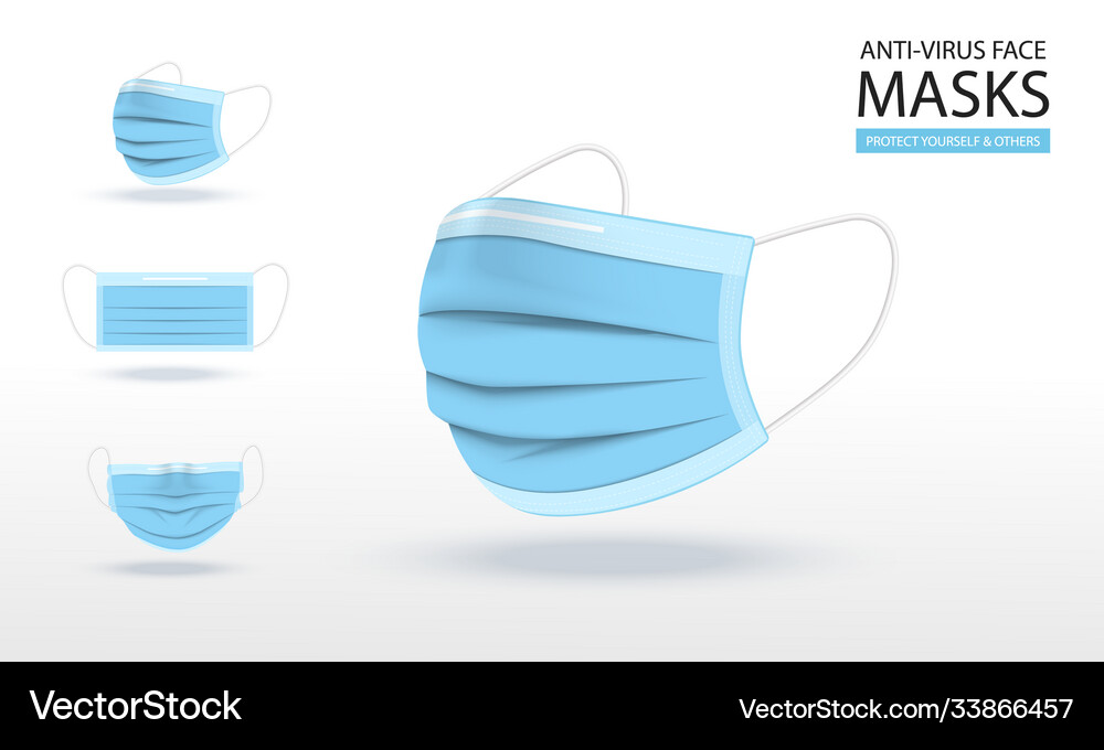 Medical mask mock up face isolated Royalty Free Vector Image