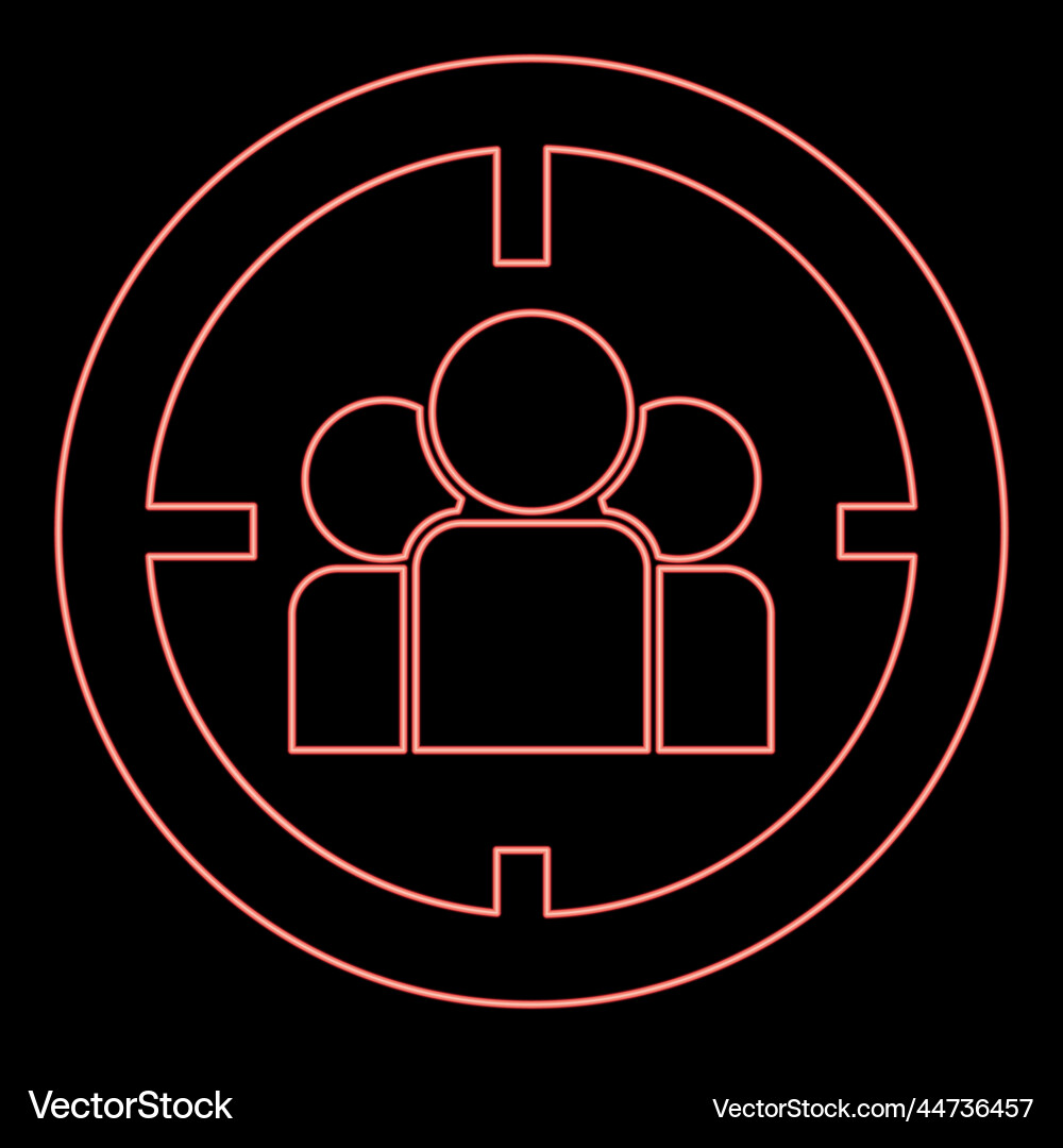 Neon people in target or target audience red Vector Image