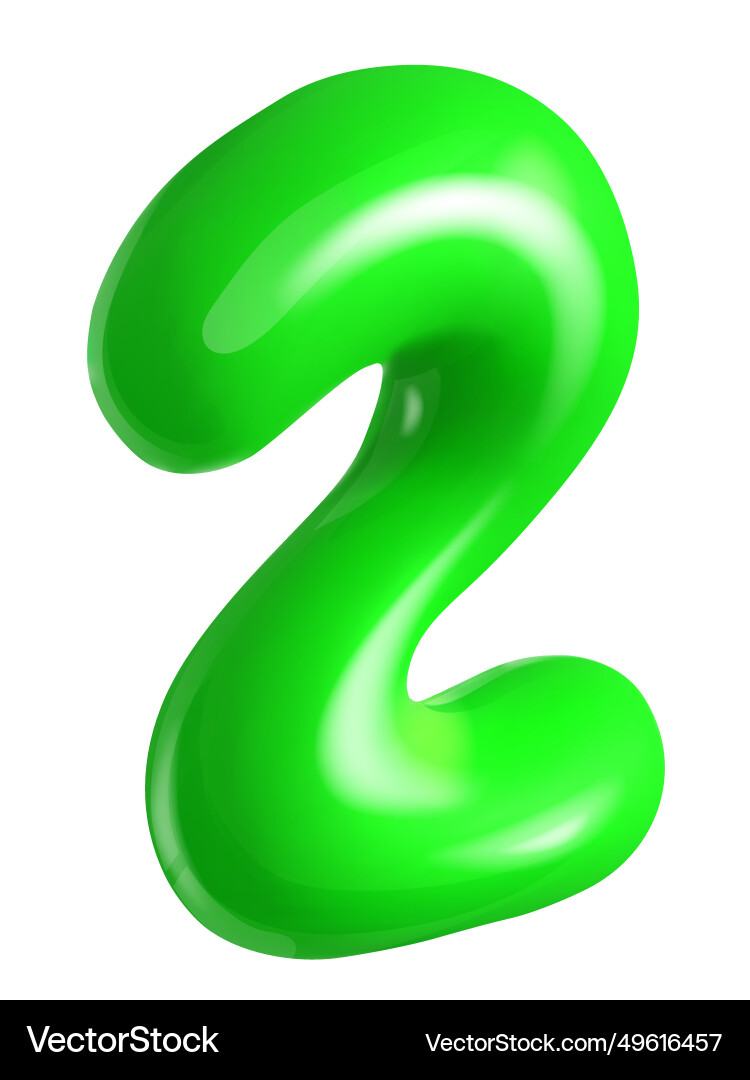 Number 2 green cartoon two sign Royalty Free Vector Image