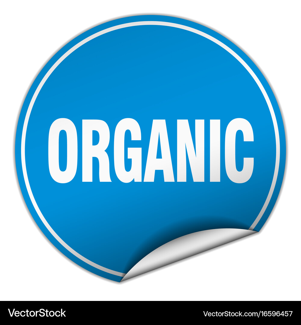 Organic round blue sticker isolated on white Vector Image